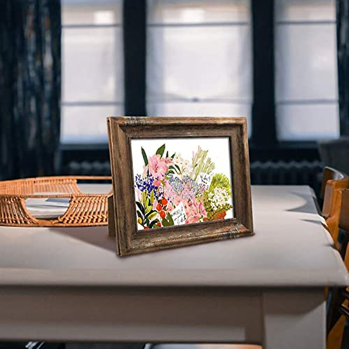 Amazon Brand – Pinzon 2 Pack Picture Frames 5x7, Rustic Distressed Photo Frame for Wall Hanging or Tabletop Display, Brown (Set of 2)