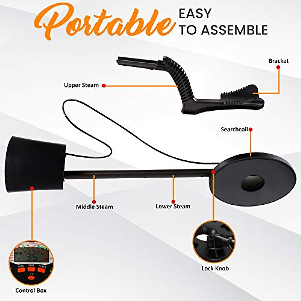 Pyle Pinpointer Metal Detector | Handheld Metal Detector W/High Sensitivity | Built-in Speaker | Comfortable Arm Support | 5 Detection Modes | Find Gold, Silver, Iron, Coins & Jewelry (PHMD74), Black