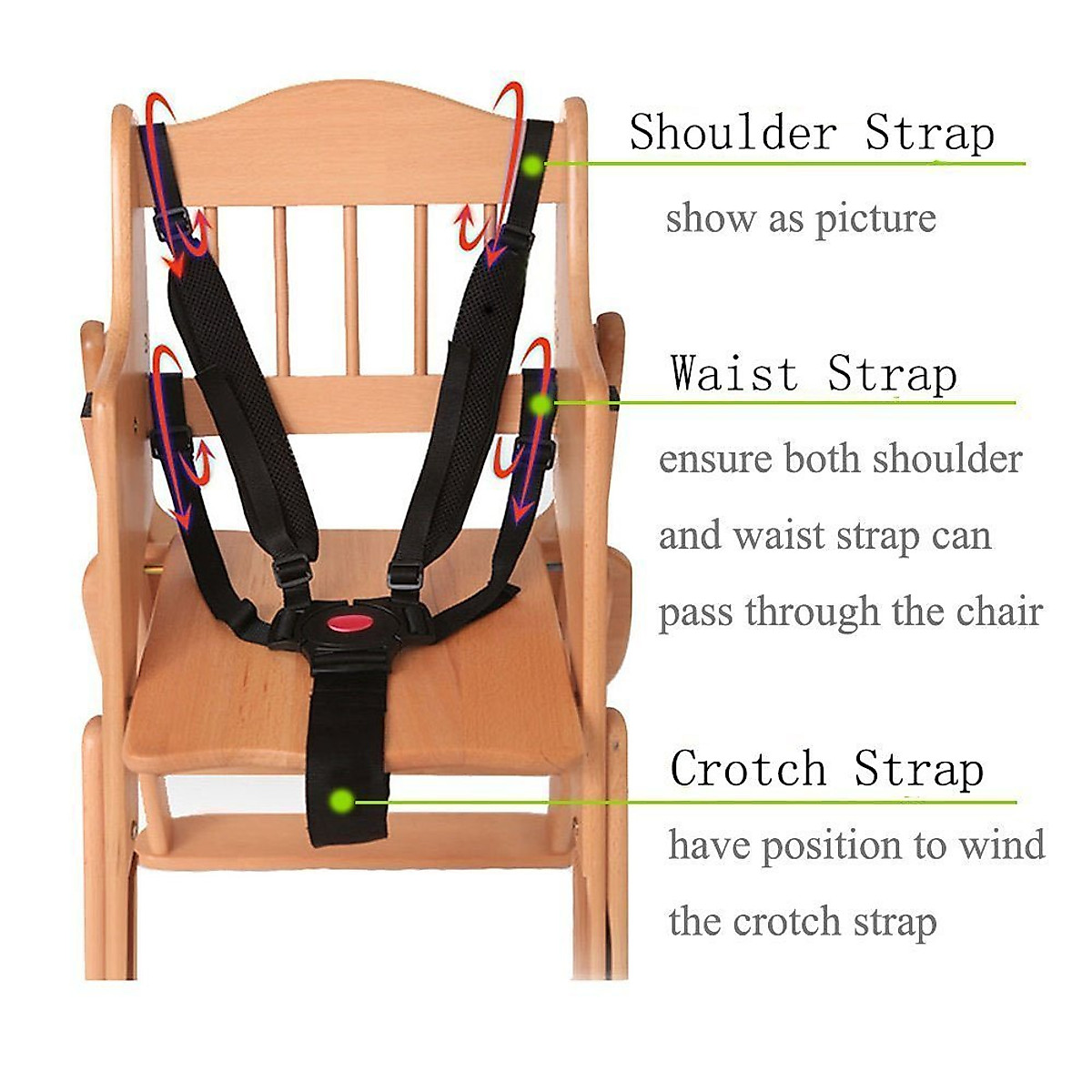 Seat Belt by AT,5/3/2 Point Adjustable for Baby Kid Safe Strap for Stroller High Chair (Include Shoulder Pads & Guarding Pad)