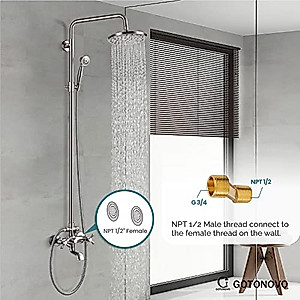 Shower Faucet Set Exposed 8 Rain Shower 2 Double Knobs Handle Brushed Nickel Triple Function Tub Spout Shower Fixture Combo System Unit Set