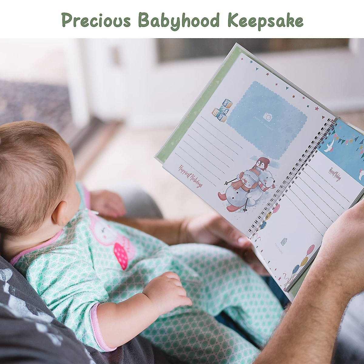 Complete 100 Pages First 5 Years Baby Memory Book and Baby Milestone Book, Easy to Fill Baby Journal From Pregnancy to 5 Years, Hardcover Baby Album and Memory Book, 9.3” x 9.3”