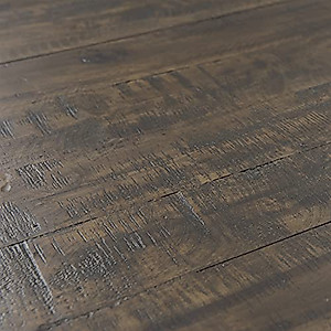 Picket House Furnishings Dex 5PC Dining Set-Table, 4 Upholstered Side Chairs Rustic/Smokey Walnut/Rubber Wood/5 Piece