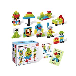 PicassoTiles 0.5” Pixel Magnetic Puzzle Cube 100 Piece Mix & Match Cubes Sensory Toys STEAM Education Learning Building Block Magnets Children Construction Toy Set Stacking Magnet Creative Kit PMC100