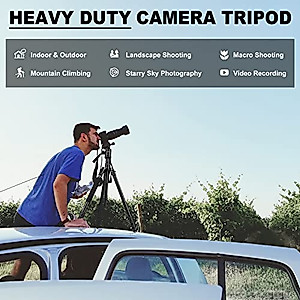 Camera Tripod, 80/84 inches Heavy Duty Tripod for Camera and Phone, 82" Camera Monopod Tripod, DSLR Binoculars Spotting Scope Camcorders Video Tripod Stand, 360 Degree Ball Head, 35 lbs Loads