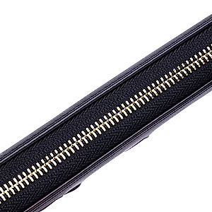 TIANHONGDAISHU Women RFID Blocking Genuine Leather Wallet Hand Painted Flowers Ladies Wristlet Wrist Strap Long Purse Large Capacity Multi-Slots Card Case Zipper Coin Pocket, Blue Bauhinia, M, Modern