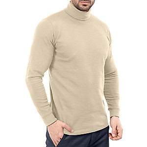 Utopia Wear Men's Turtleneck Slim Fit Lightweight Pullover Top, X-Large, Beige