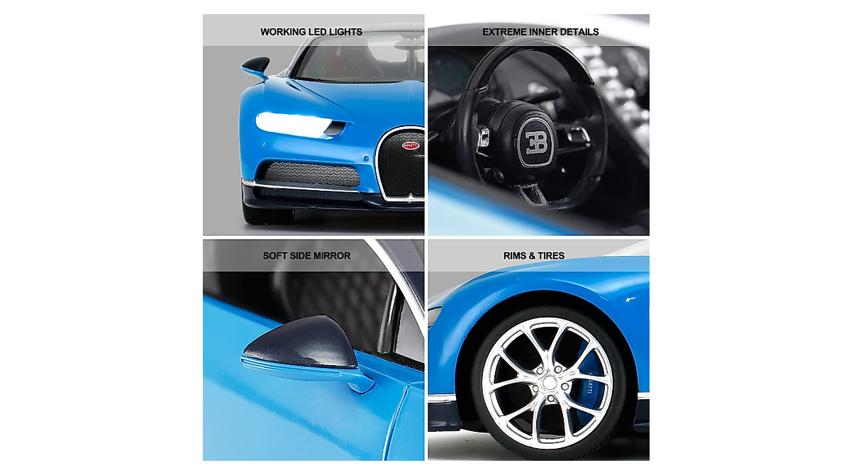RASTAR RC Bugatti Chiron 1/14 Remote Control Car Blue - Kids & Adults