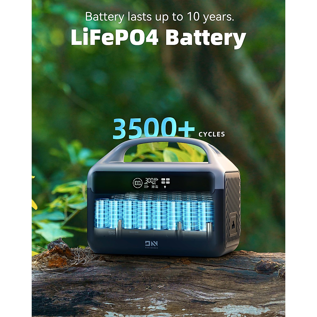 Backup Battery Power Supply 300W, 179.2Wh/56000mAh LiFePO4 Portable Power Station, Fast Charging Solar Generator with 3 Input/6 Output Ports, 110V Pure Sine Wave 2 AC Outlets