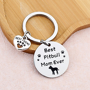 FUSTMW Dog Owner Gifts Best Pitbull Mom Ever Keychain Dog Lover Gifts Paw Print Jewelry Pet Owner Rescue Gift (best pitbull mom)