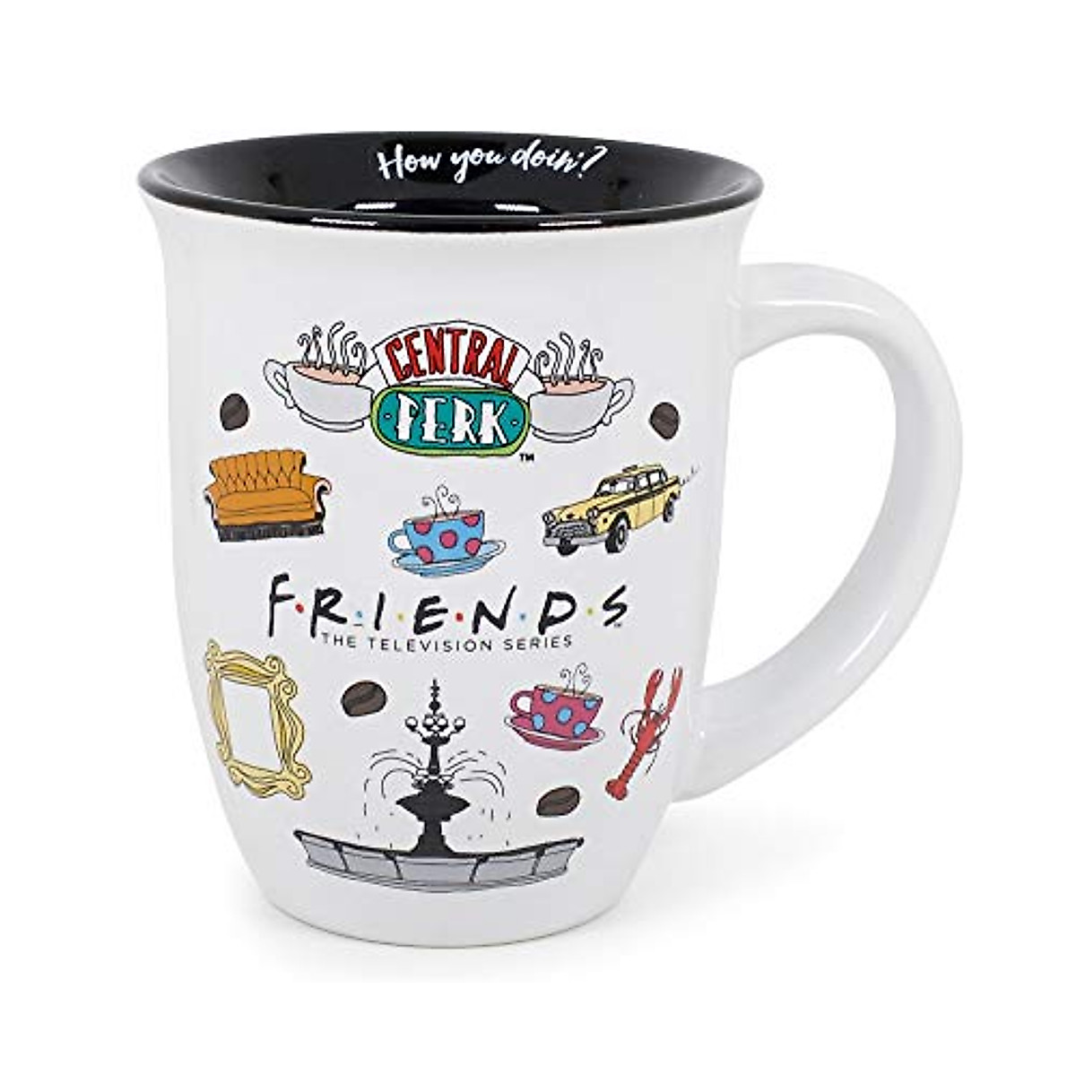 Silver Buffalo Friends Central Perk Logo Wide Rim Ceramic Mug, 16 Ounces