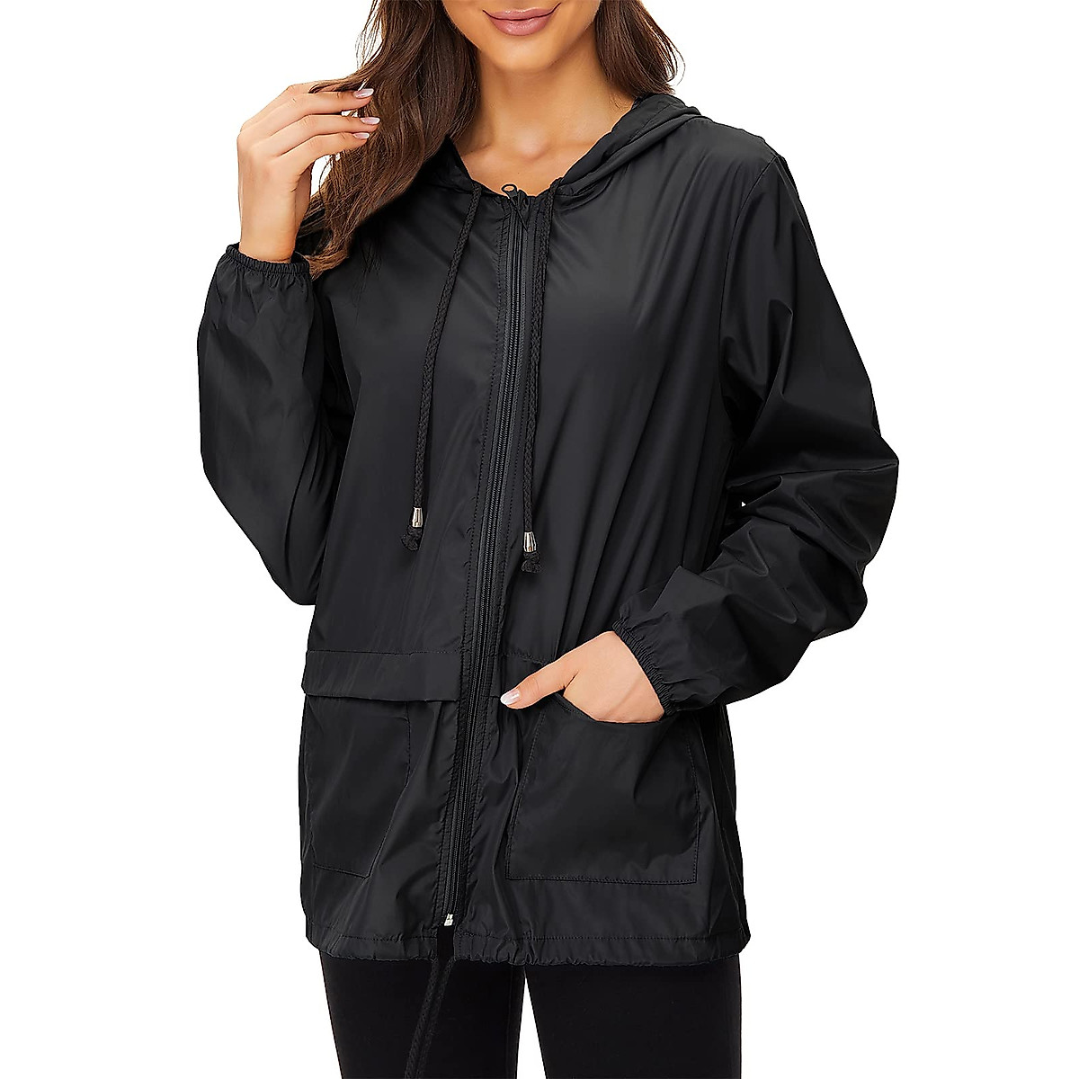 Century Star Lightweight Rain Jackets for Women Waterproof Windbreaker Jacket Women Packable Raincoat Rain Coats with Hood Black 3X-Large