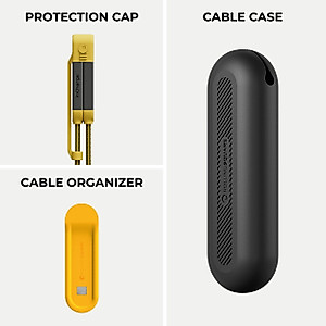 Rolling Square inCharge XL 6-in-1 Multi Charging Cable with 100W Ultra-Fast Charging Power, Portable USB and USB-C Cable, 6.5 Ft/2m, Urban Black
