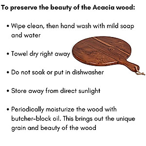 BIRDROCK HOME 15” Round Acacia Wooden Cheese Serving Board with Handle - Medium - Party Charcuterie Board for Appetizers Wood Food Kitchen Platter - Pizza Fruit Display - Espresso