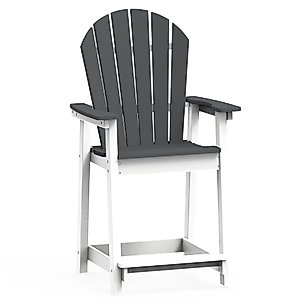 OTSUN Outdoor Tall Adirondack Chairs, Patio Bar Stool Chair with High Back, 400lbs, Widened Arms, All-Weather Balcony Chair for Backyard, Garden, Yard - Dark Grey