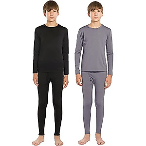 ViCherub Boys Thermal Underwear Set Long Johns for Kids thermals Top & Bottom Knit Base Layer Fleece Lined Winter Warm 2 Sets for Boy