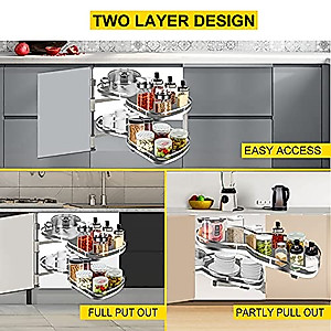 VEVOR Swing Right Blind Corner Cabinet Pull Out for 36 inch Cabinet, 2 Tier Swing Tray Blind Kitchen Cabinet, Soft Close Cloud Blind Organizer for Left Handed Open Blind Corner Cabinet