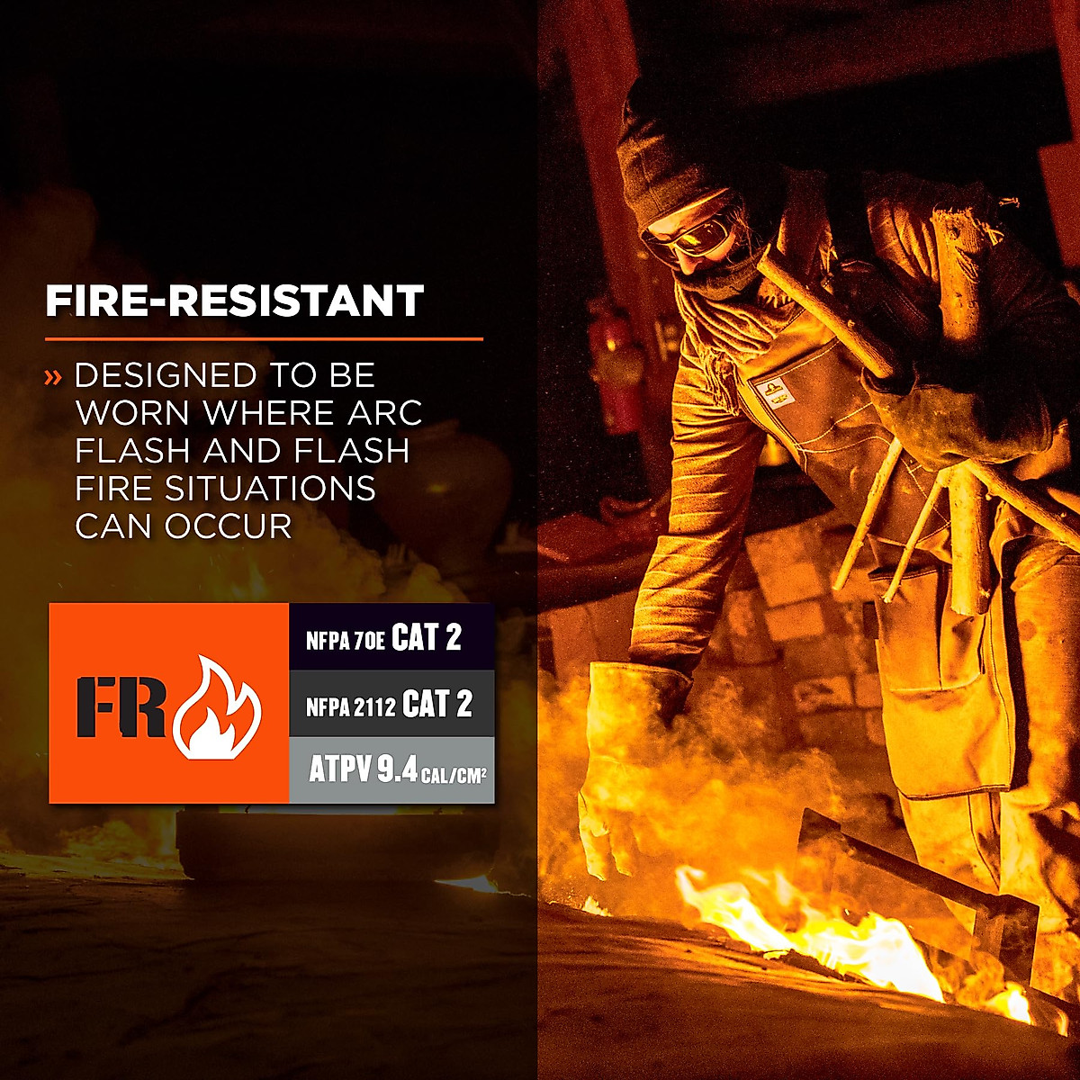 Ergodyne Standard FR Balaclava Face Mask-Dual Compliant, Black, One Size