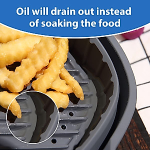 Collapsible Air Fryer Silicone Liners Pot Round, 8 inch Multifunction Microwave Steamer Popcorn,6 PCS Glass Replacement of Parchment Paper Liner Non Stick for 4 to 6 QT