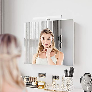 Bathroom Medicine Cabinet with Mirror and Lights 27.6x24 Inch Wall Mounted Mirror Cabinet with Charging Station & Adjustable Storage Shelves Medicine Cabinets Mirror with 3 Doors for bathroom,White