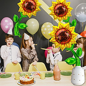 6 Pack Sunflower Balloons,Sunflower Mylar Balloon Arch Kit,Yellow Aluminum Foil Sunflower Balloon Garland, Sunflower Birthday Party Decorations, Sunflower Decorations for Party Wedding Shower,36 Inch