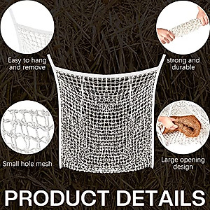 Riakrum 4 Pcs Hay Net White Slow Feed Hay Net Bag Hay Bags for Horses 35 x 31 Inch Horse Feed Bag Horse Feeding Supplies for Horse Feeder Full Day Feeding Horses Goat Stall Trailer