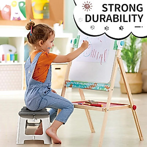 CasaZenith Step Stool Foldable, 9'' Folding Step Stool for Kids & Adults 300 Lb Capacity, Lightweight Small Collapsible Step Stool with Handle, Stepping Stools Suitable for Kitchen Bathroom (Gray)