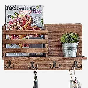 Mail and Key Holder for Wall Decorative - Wooden Key Holder for Wall with Shelf for Efficient Mail and Wallet Storage - Enjoy This Mail Holder with 4 Key Hooks for Your Front Door or Entryway Decor