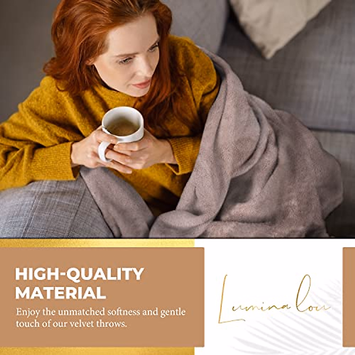 Lumina Lou Solid Faux Fur Throw Blanket- Bed & Sofa Faux Fur / Solid Mink Reversible Throw for Home Décor- Double-Sided, Ultra-Soft, Warm & Lightweight Throw Blanket, 50x60, Taupe