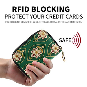 linqin Various Whimsical Flowers Teens' Small Secure Leather Zipper Pocket Wallet with RFID Blocking for Business