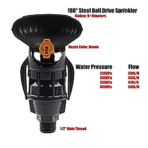 UXZDX 1/2" Male Thread 180° Rotating Nozzle Long Distance Spray Lawn Irrigation Sprinklers Garden Agricultural Irrigation Sprayers (Size : 5PCS)