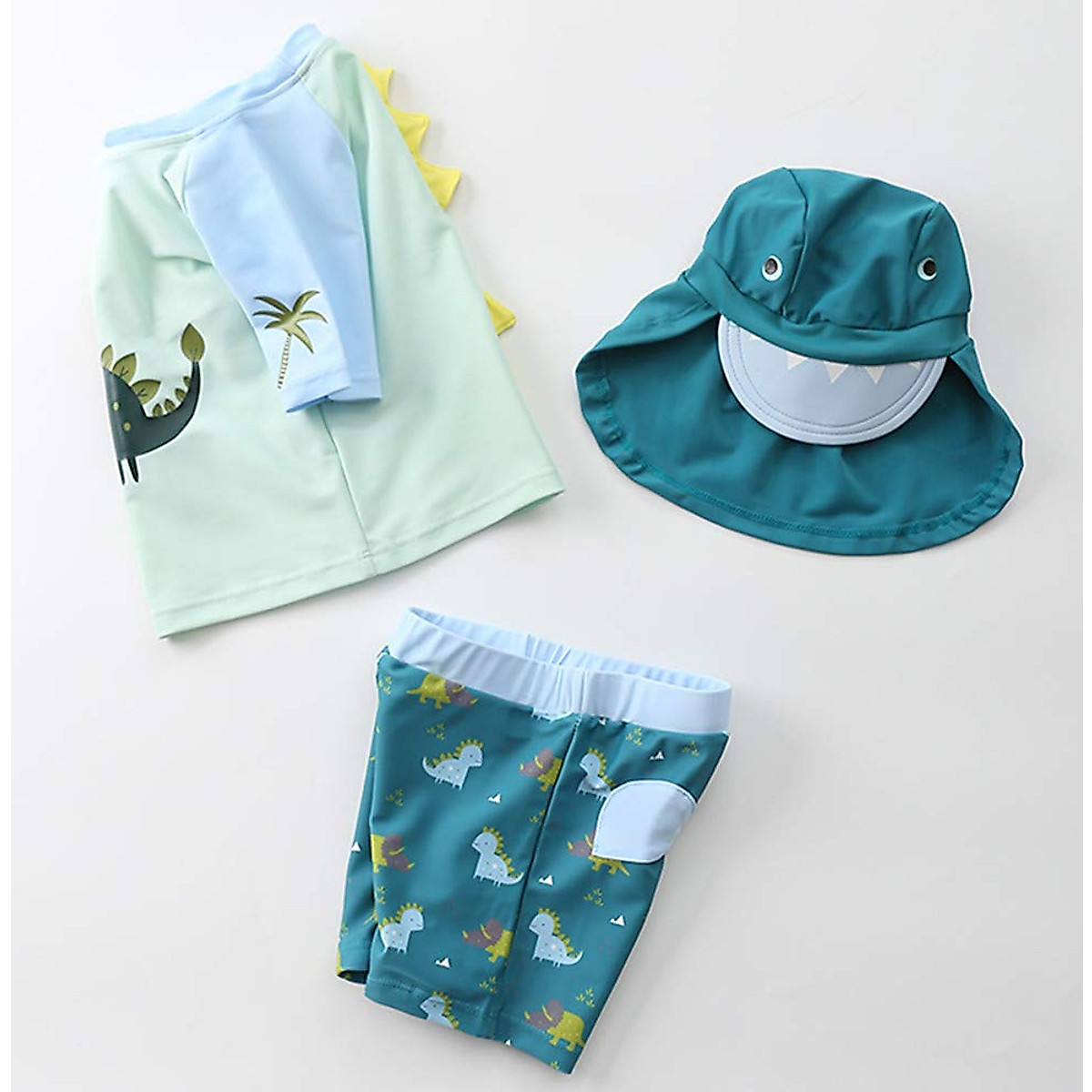 BAOPTEIL Baby Toddler Boys Two Pieces Swimsuit Sets Kids Boy Bathing Suit Rash Guards Sunsuit Swimwear with Hat UPF 50+ FBA (Green, 18-24 Months)