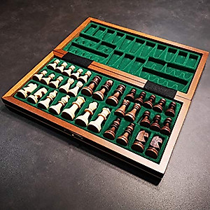 THPT Unique Wooden Chess Set Magnetic Chess Set Portable Folding International Chess Set Handmade Chess Pieces Double Rear Chess Board Board Games