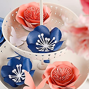 Fonder Mols Giant 3D Paper Flowers Decorations for Wall (Navy Blue & Pink, Set of 16), Baby Boy Shower, Nautical Wedding & Bridal Shower, Shark Birthday Party Photobooth Backdrop(NO DIY)