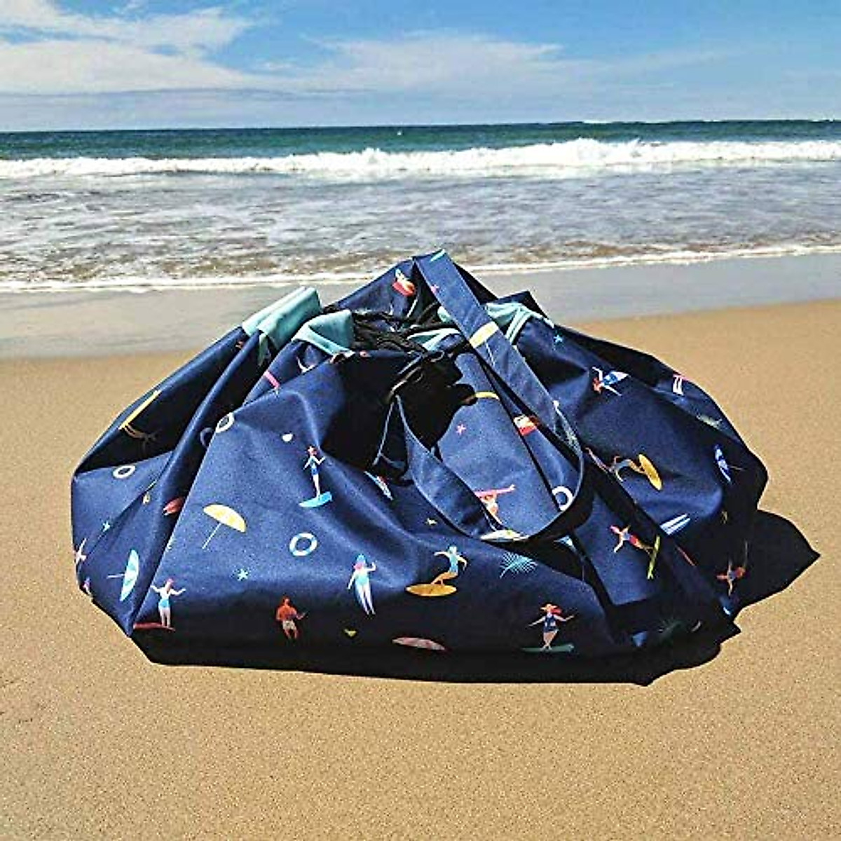 Play & Go Waterproof Drawstring Play Mat Storage Bag for Children - Kids Toy Storage Organizer - Drawstring Toy Bag - Large 55" Play Mat for Toddlers Toys and Bag for Storage - Surf