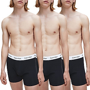Calvin Klein Men's 3 Pack Cotton Stretch Boxer Briefs, Black, M