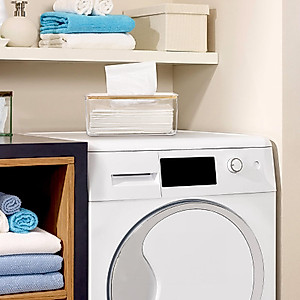 Jucoan 2 Pack Clear Acrylic Tissue Box Cover, Rectangle Paper Facial Tissue Box Holder, Dryer Sheet Dispenser for Laundry Room, Bathroom, Kitchen, Home