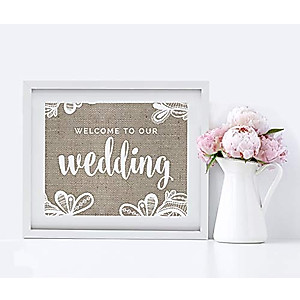 Andaz Press Unframed Wedding Party Signs, 8.5x11-inch, Burlap Lace, Welcome to Our Wedding, Cards and Gifts, Please Take One Favors, Please Sign Guestbook, 4-Pack, Frames Sold Separately