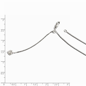 The Black Bow 1.1mm Rhodium Plated Sterling Silver Adjustable Box Chain Necklace, 30 Inch