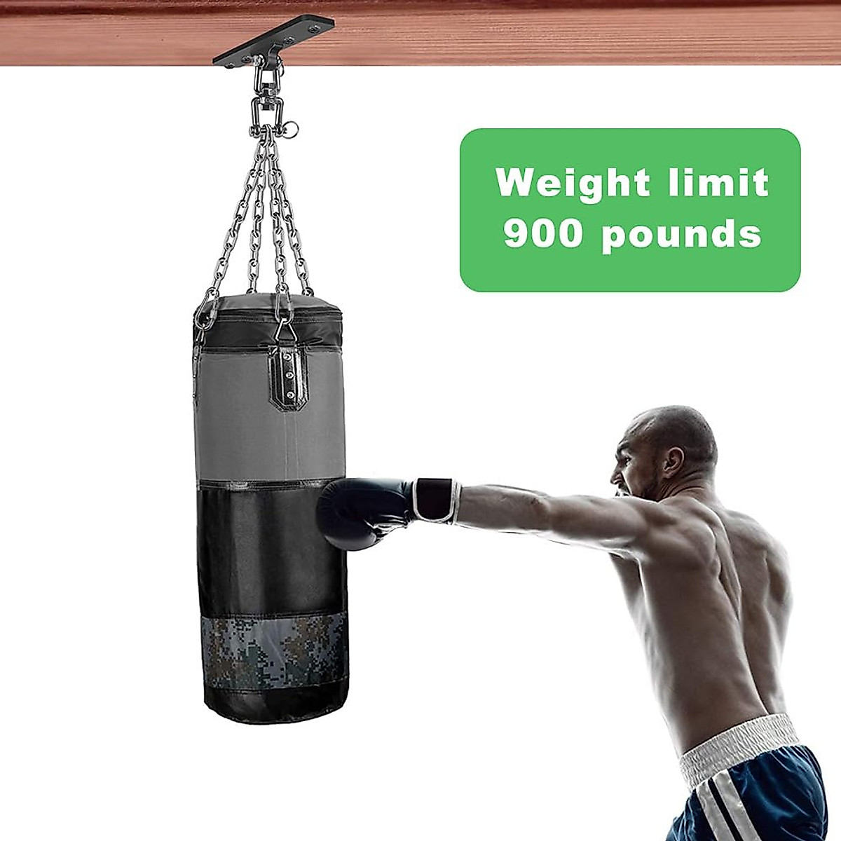 Dolibest Heavy Bag Hanger,Wall Ceiling Mount Hook 360° Rotation Wood Beam Holder Body Weight Strength Training Systems, Aerial Yoga Swing & Hammock, Resistance Band for Wooden Sets(600 LB Capacity)