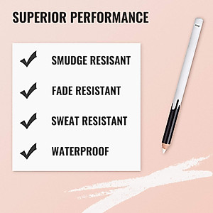 12PCS Erinde White Eyeliner Pencil, Soft Highlighter Gel Eyeliner Pencil, Eye Liner Pen, Professional Eye Bighten Eyeshadow Waterproof Matte Hypoallergenic, Easy to Colour, Skin Marker Pen