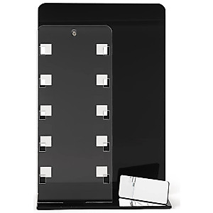 Displays2go Acrylic Eyeglasses Frame Display Stand, 5 Frame Capacity, Includes Mirror - Clear and Black (SMAEWDSM)