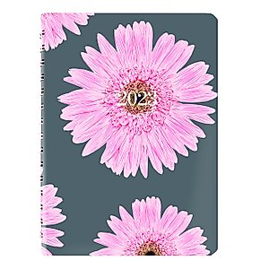 Brownline 2023 Pink Essential Daily/Monthly Planner, Appointment Book, 12 Months, January to December, Twin-Wire Binding, 8" x 5", Pink Daisy (CB634G.05-23)