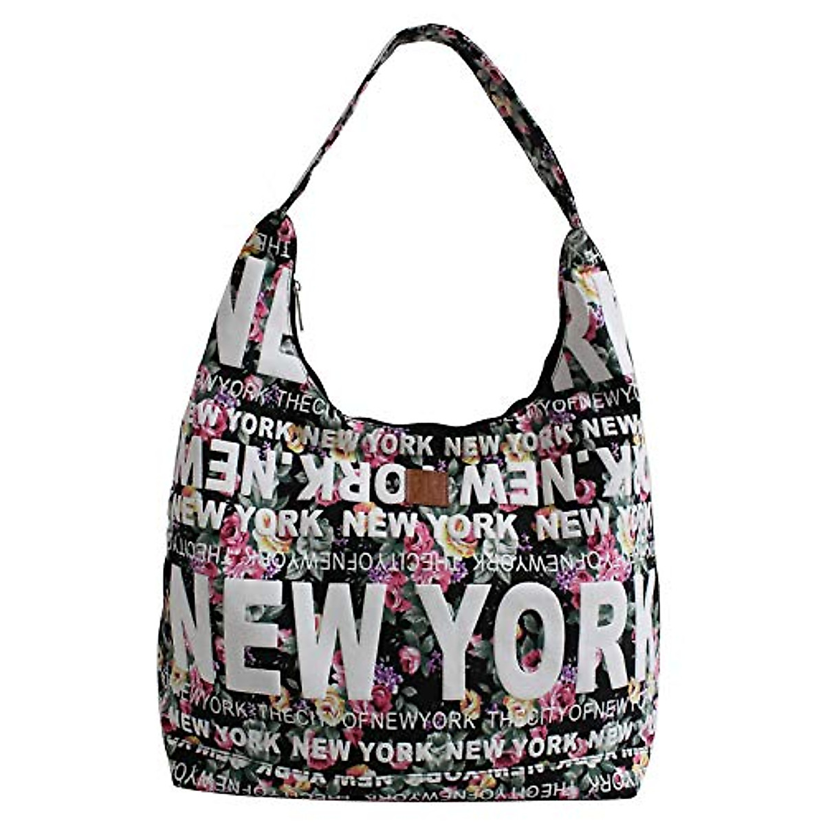 Robin Ruth New York Floral Cotton Hobo Large Shoulder Bag (Black)