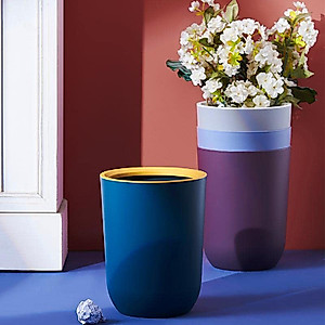 Krimo Plastic Small Trash Can Wastebasket, Garbage Container Basket for Bathrooms, Laundry Room, Kitchens, Offices, Kids Rooms, Dorms(Purple)