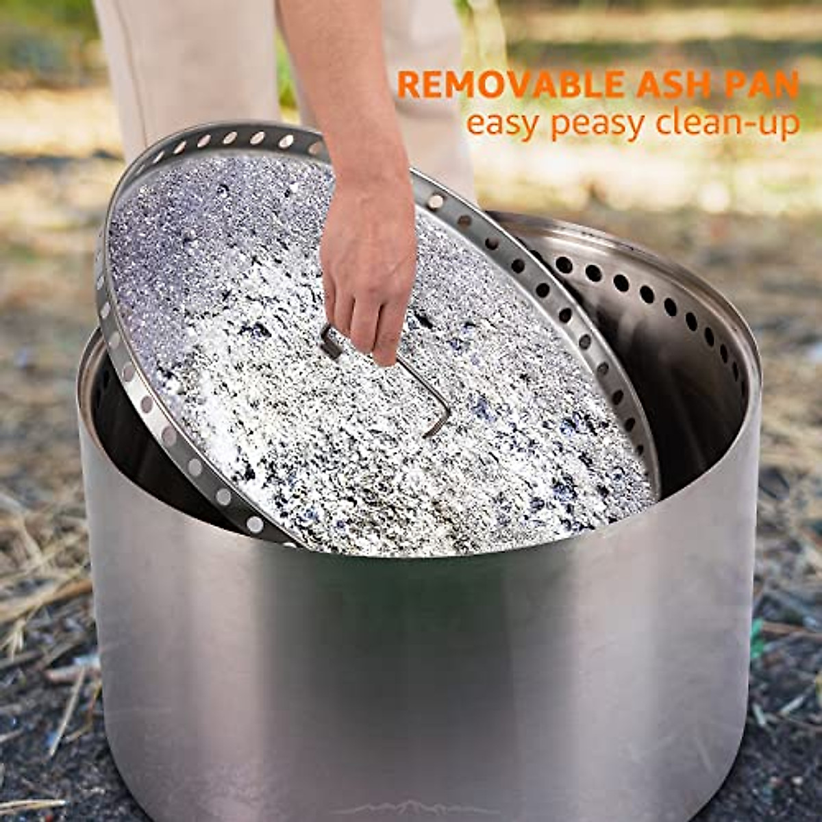 Overmont 19.5" Bonfire Fire Pit with Cover Bag, Smokeless Stove for Outdoor Stainless Steel Wood Burning Fireplaces with Removable Ash Pan