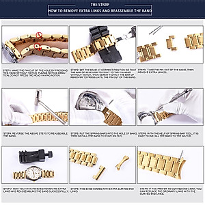 BINLUN Stainless Steel Watch Bands 12mm-24mm Universal Metal Replacement Watch Straps SmartWatch Bracelets Links Straight & Curved Ends Men Women 6 Colors(Silver,12mm)