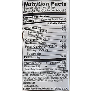 Jack Link’s Extra Tender Beef Jerky Steak Strips, Teriyaki, 2.85 oz – Flavorful Meat Snack, 9g of Protein and 80 Calories, Made with Premium Beef - Gluten Free and No Added MSG or Nitrates/Nitrites