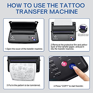 LifeBasis Tattoo Transfer Stencil Printer Tattoo Thermal Copier Thermal Tattooing Printer Machine with 30PCS Stencil Transfer Paper for Tattoo Artists & Beginners, Black