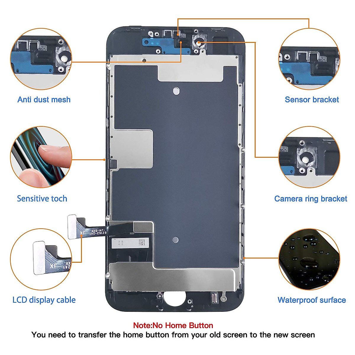 Diykitpl for iPhone 8/ SE 2020 2nd Generation Screen Replacement Black, LCD Touch Screen Digitizer with Repair Tools for A2275, A2298, A2296 with Waterproof Seal+Repair Tools+Screen Protector