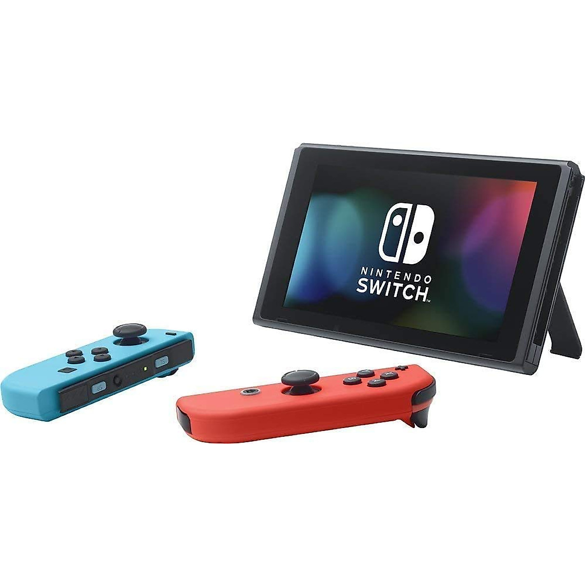 Nintendo Newest Premium Switch Console Holiday Family Bundle - Nintendo Switch with Neon Blue and Neon Red Joy‑Con with TMLTT HDMI Cable + 128GB MicroSD Card
